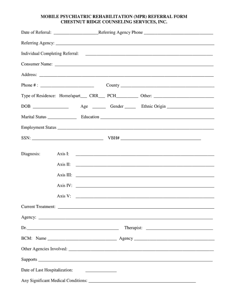 Mental Health Counseling Referral Form Template