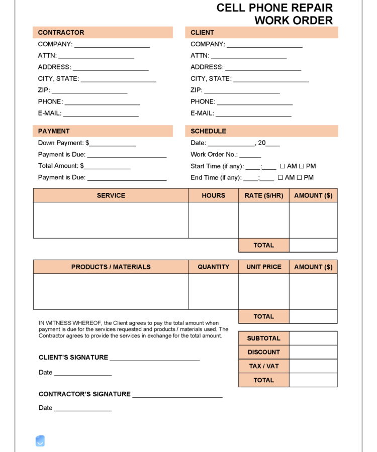 Mobile Phone Request Form Template