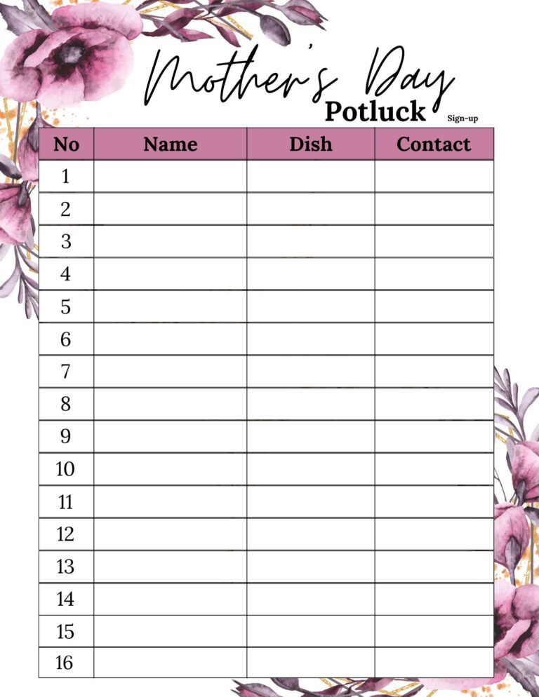 Mothers Day Out Signup Form Template