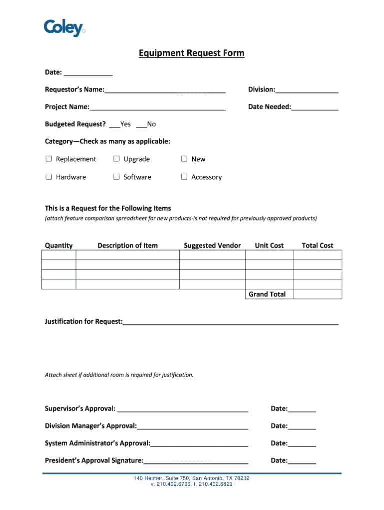 Office Equipment Request Form Template