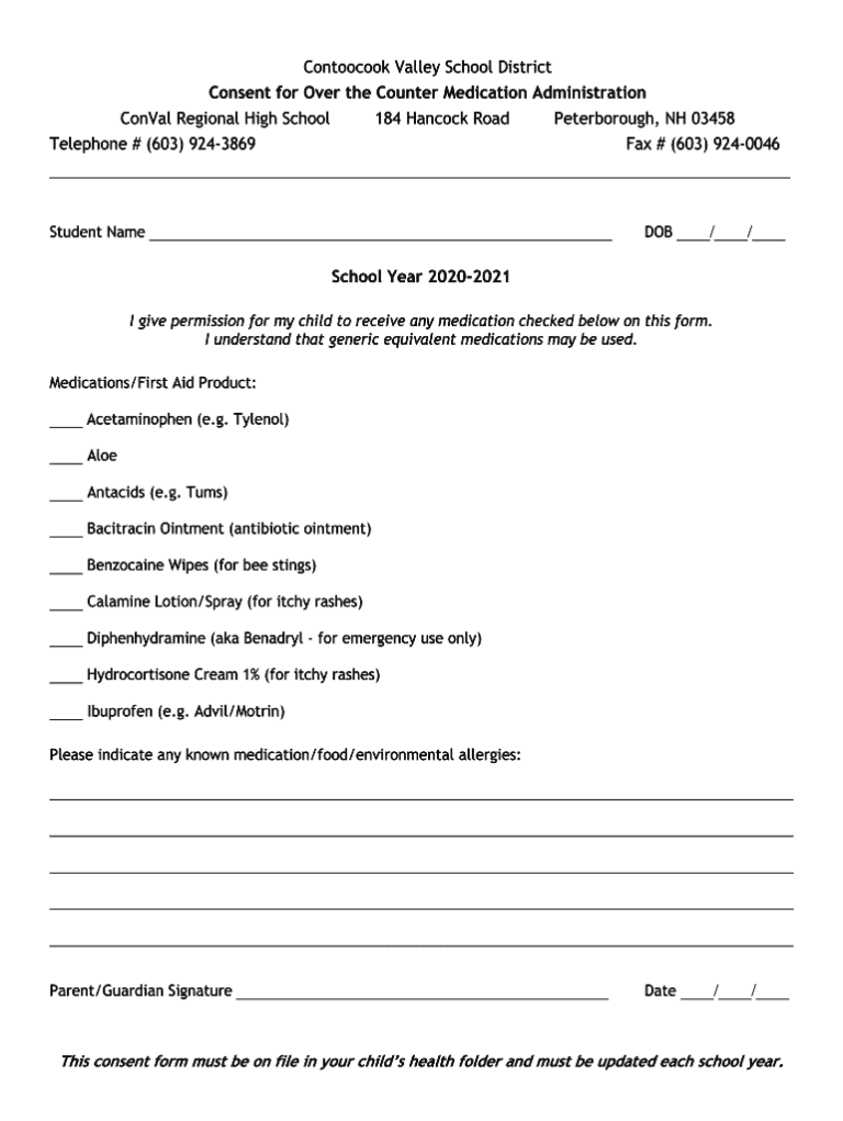 Otc Medication Consent Form Template