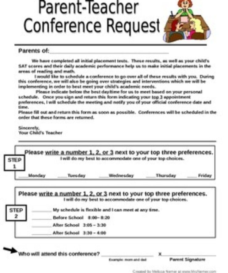 Parent Teacher Conference Outcome Form Template
