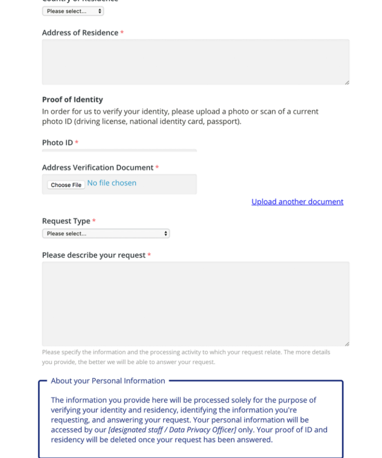 Personal Information Application Form Template