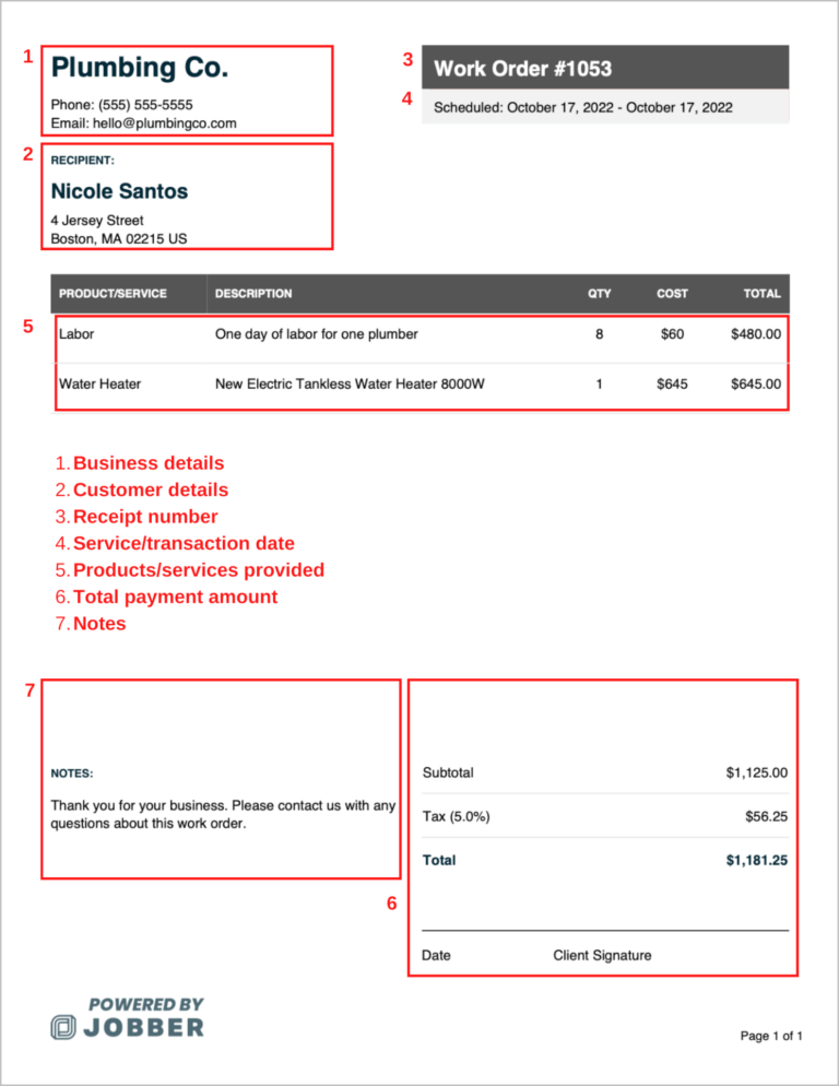 Plumbing Service Request Form Template