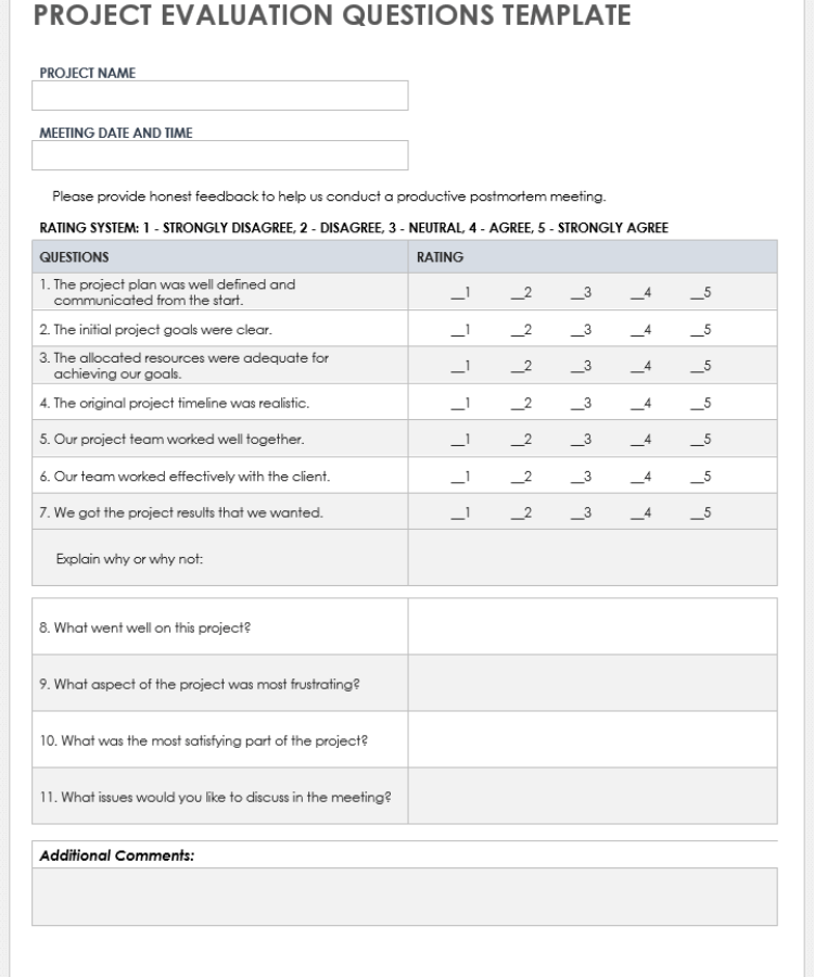 Post Training Evaluation Form Template
