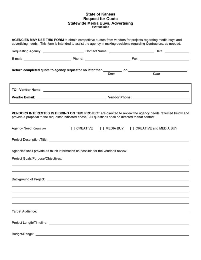 Project Quotation Enquiry Form Template