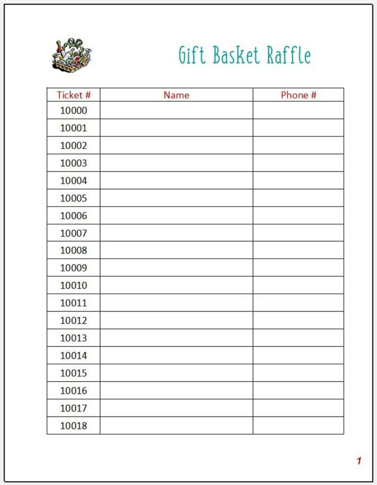 Raffle Ticket Database Entry Form Template