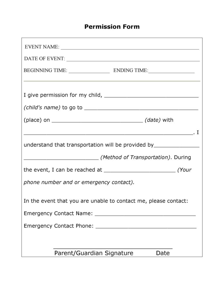 School Camp Permission Form Template