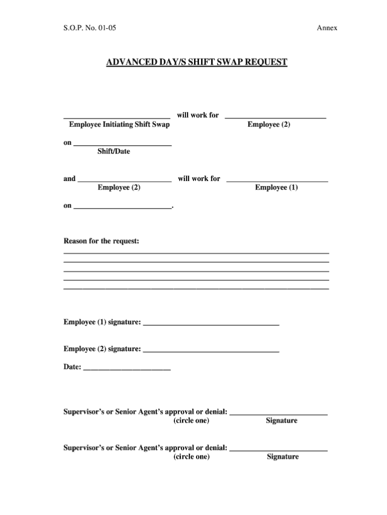 Shift Swap Request Form Template
