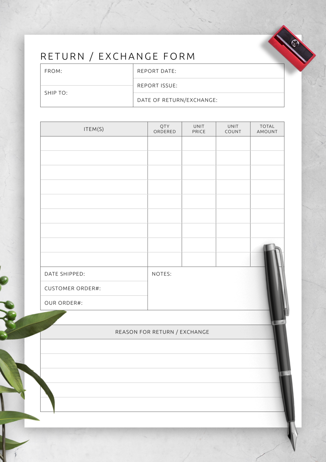 Sign and Return Form Template