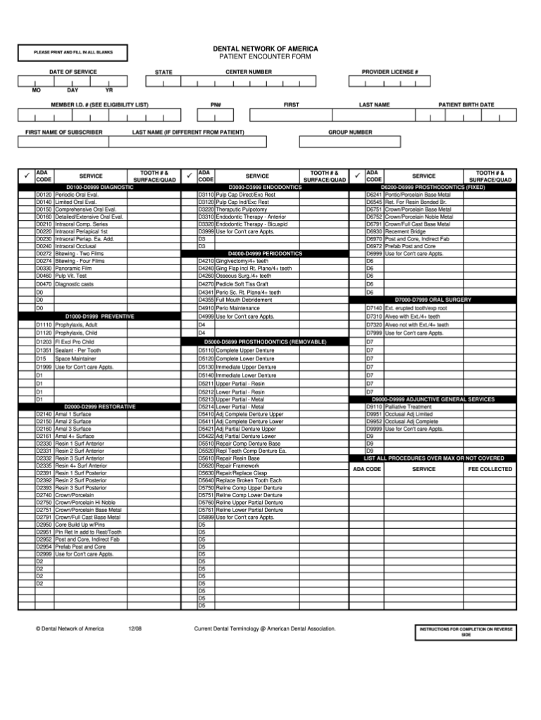 Simple Superbill Encounter Form Template