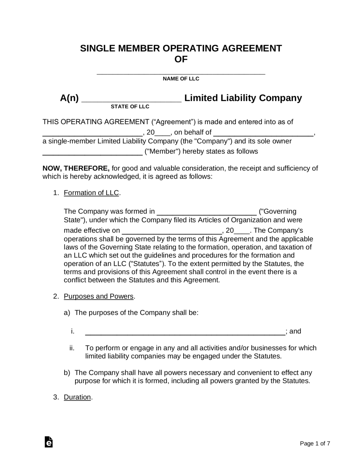 Single Member LLC Resolution Form Template