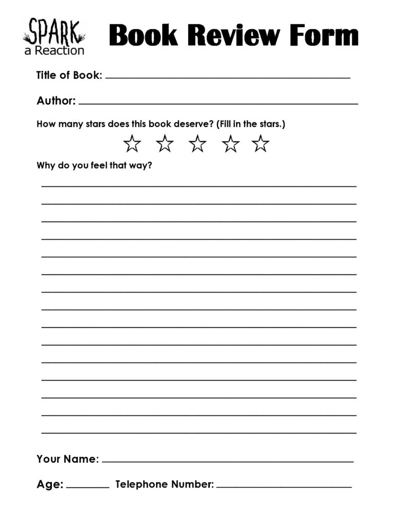 Student Book Review Form Template