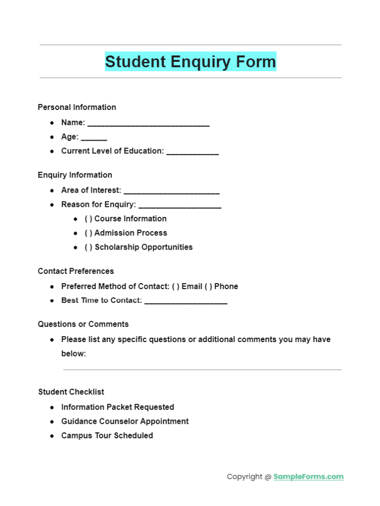 Student Statement Form Template Inquiry